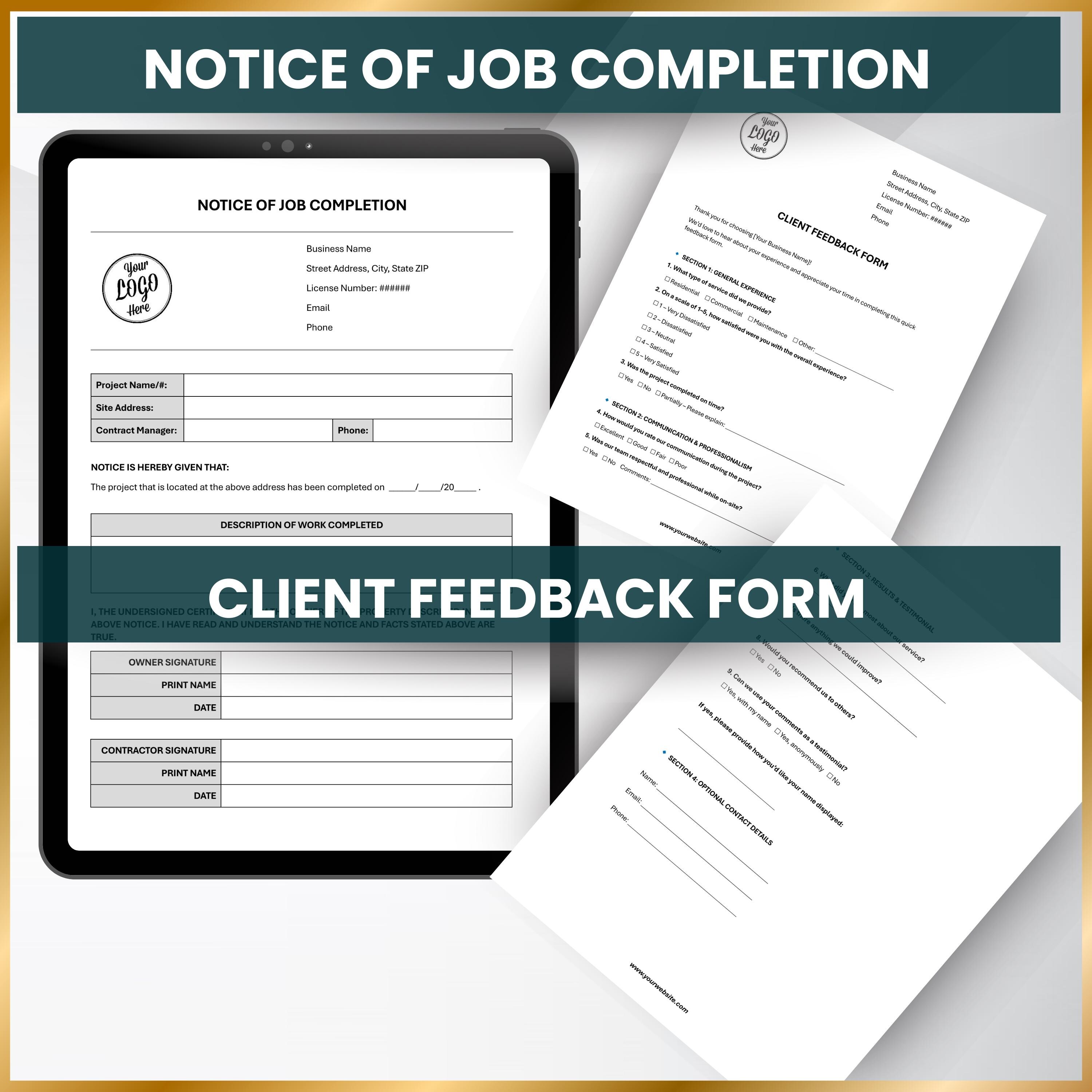 General Contractor Forms Bundle: Collection of Paperwork Templates for ...