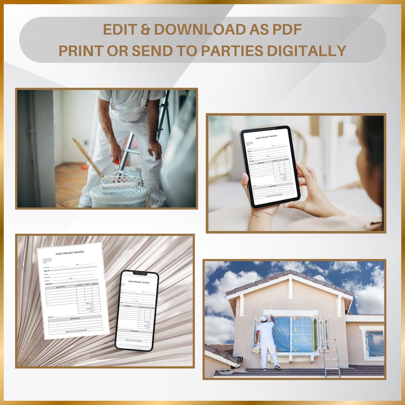 Paint Project Invoice Template: Painter Contractor Billing (printable ...