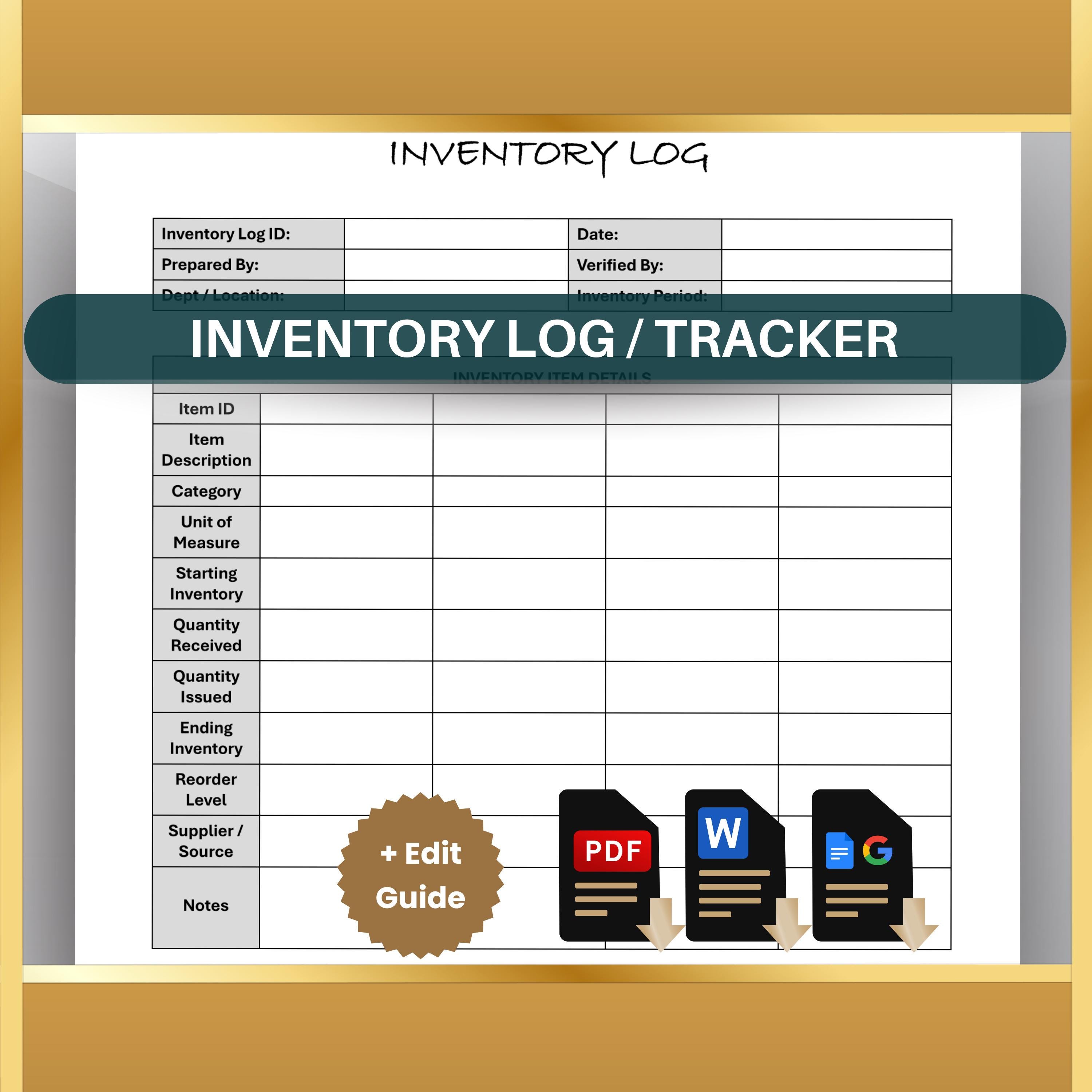 Inventory Log Tracker, Printable Inventory Count Sheet, Business ...