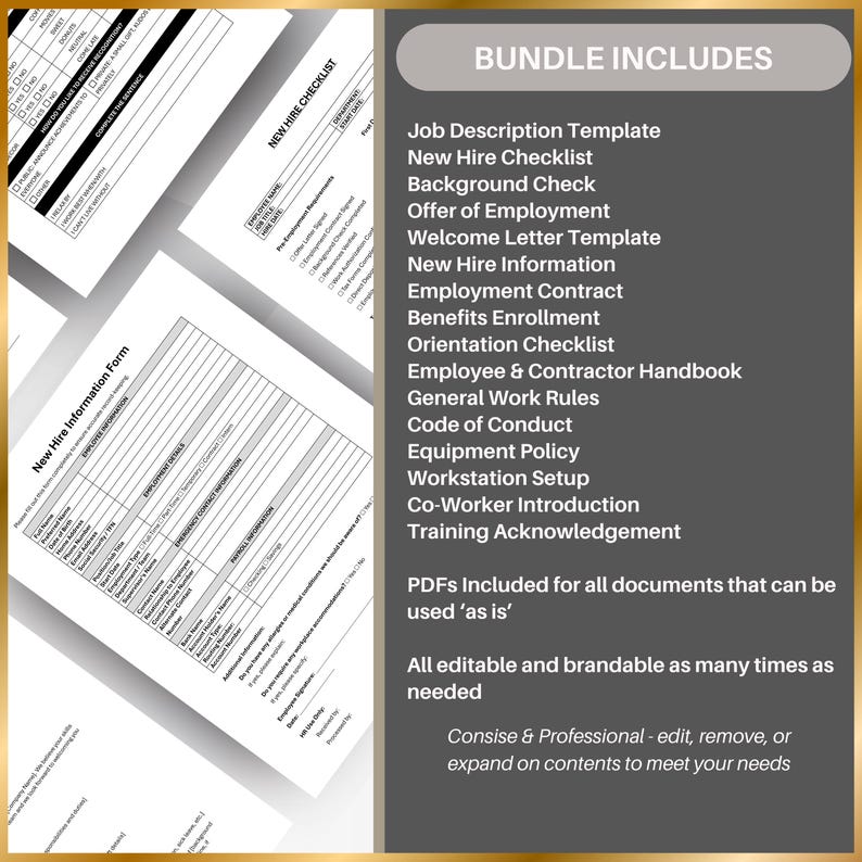 HR Onboarding Templates Bundle: New Hire Forms & Employee Handbook ...