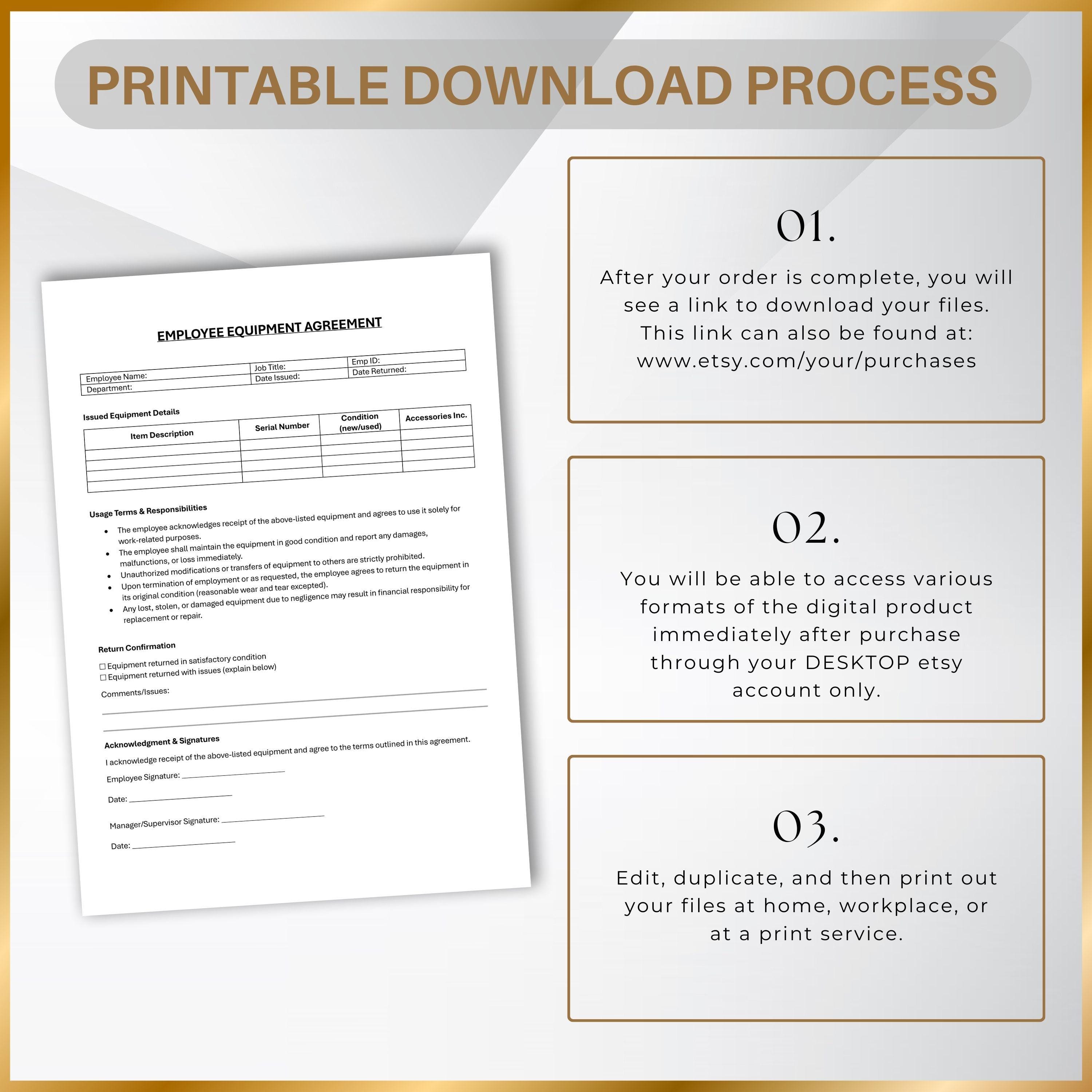 Employee Equipment Agreement Template: Workplace Device Asset Form ...