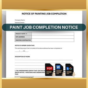 Contractor Work Completion Form - Etsy