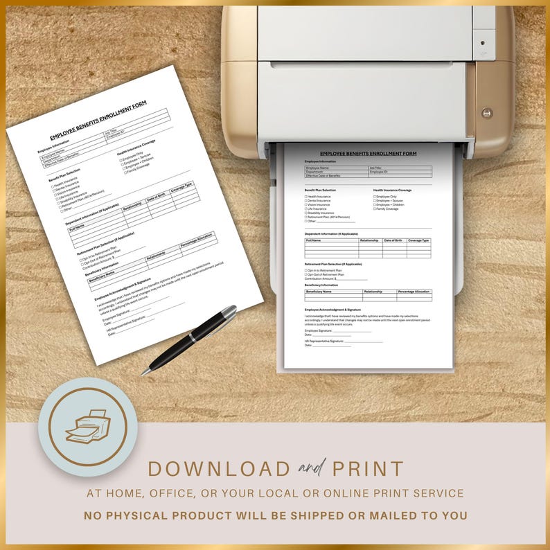 Employee Benefits Enrollment Form Template, Workplace Health Plan ...