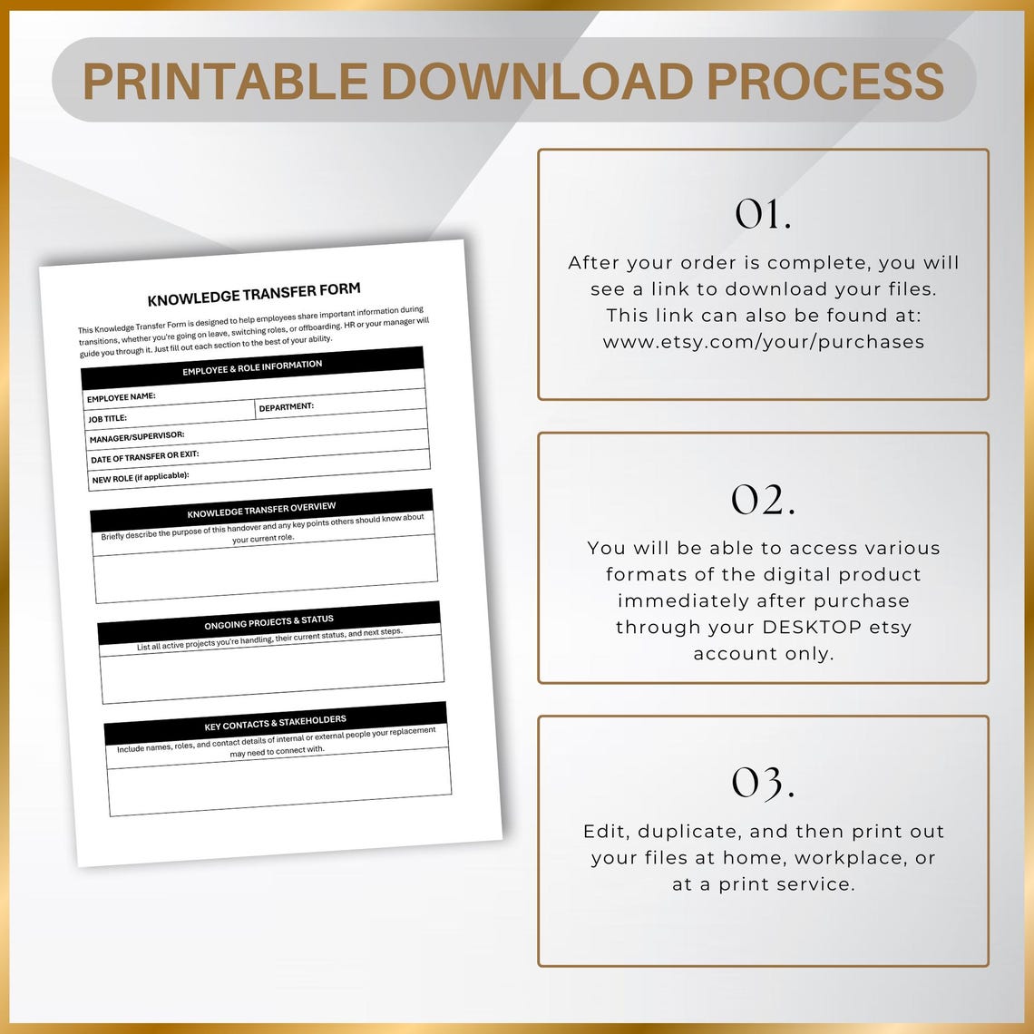 Employee Knowledge Transfer Form: HR Offboarding Template (word ...