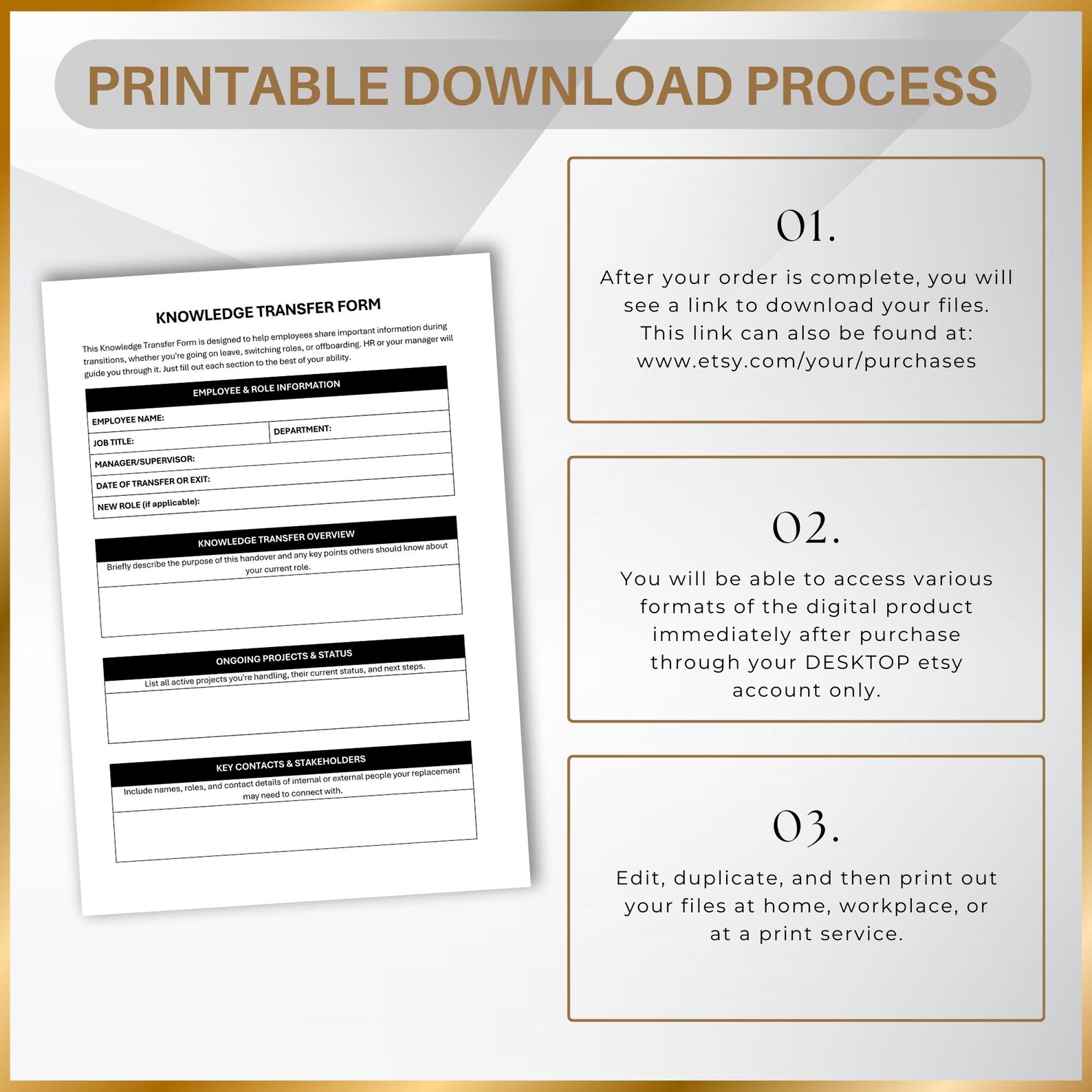 Employee Knowledge Transfer Form: HR Offboarding Template (word ...