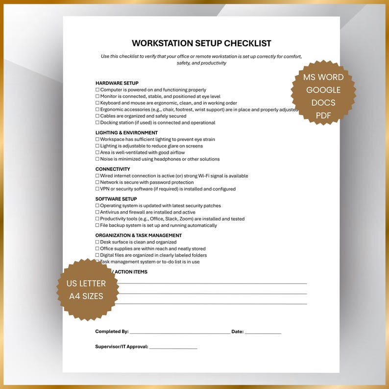 Workstation Setup Checklist | Office Setup Checklist | Home Office ...
