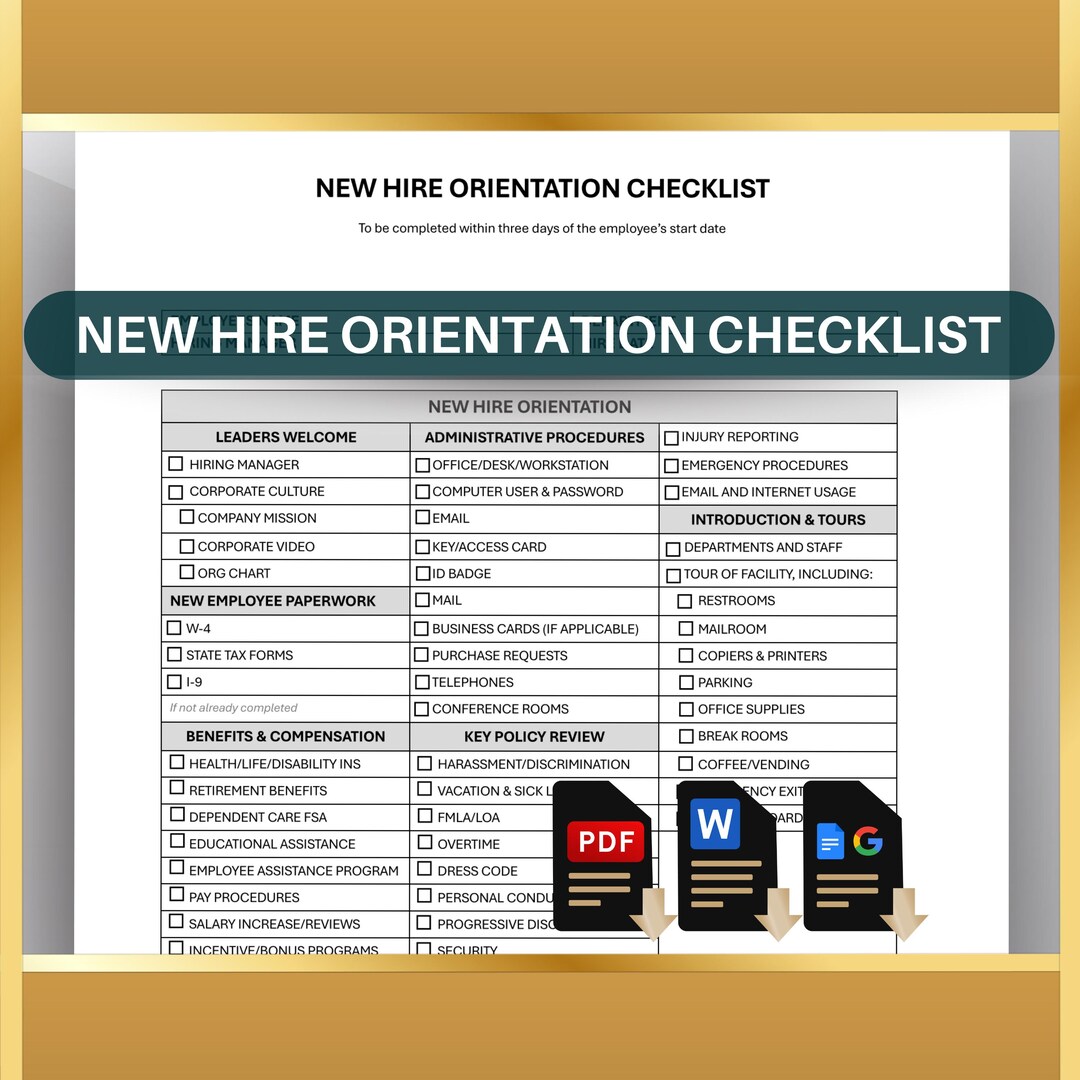 New Hire Orientation Checklist | Employee Onboarding Form | HR Hire ...