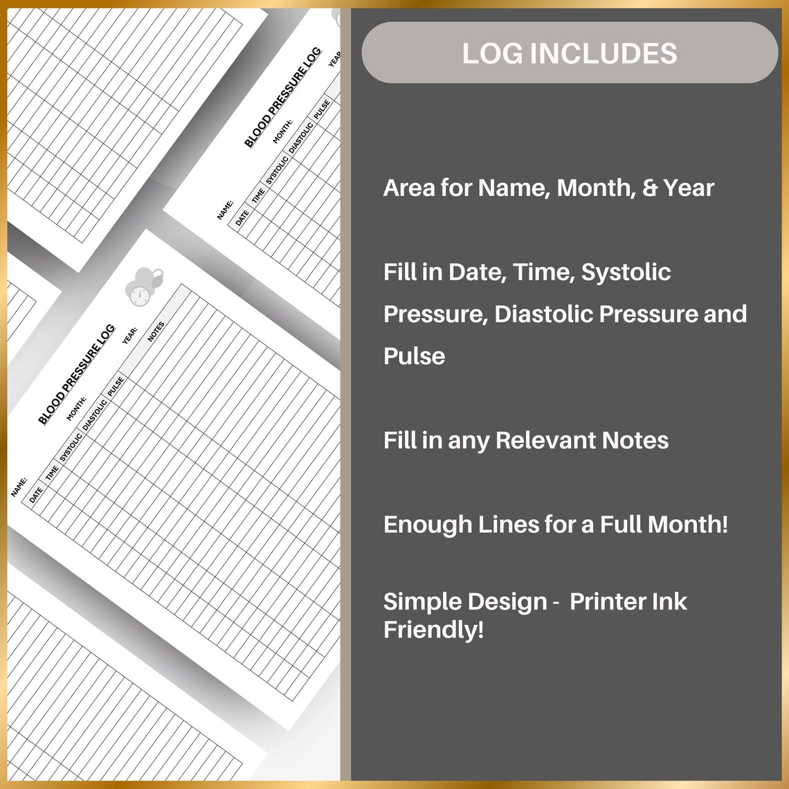 Blood Pressure Log, Editable Printable Blood Pressure Monitor, Daily ...