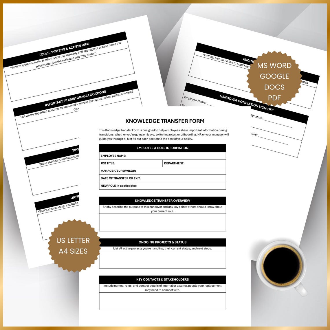 Employee Knowledge Transfer Form: HR Offboarding Template (word ...