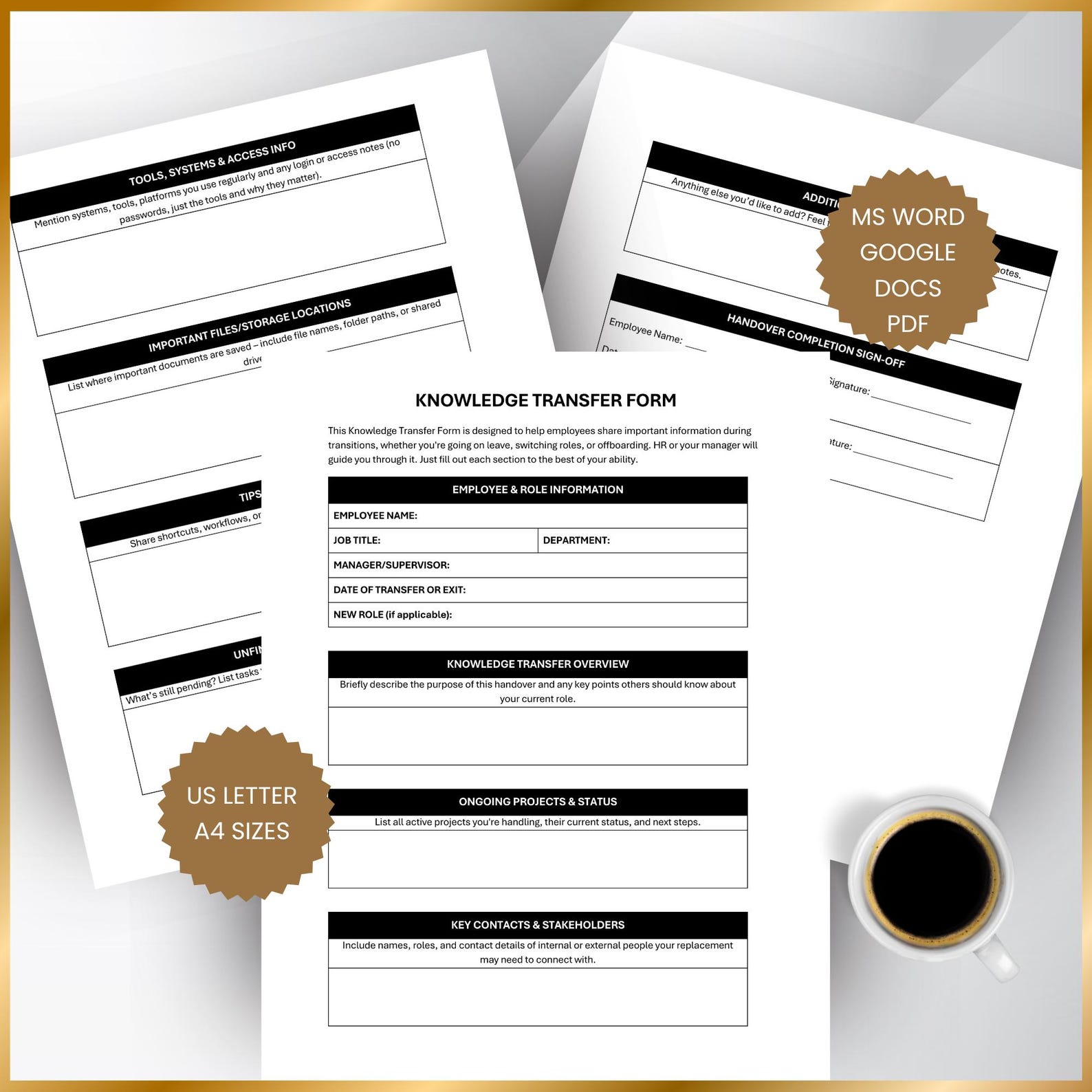 Employee Knowledge Transfer Form: HR Offboarding Template (word ...