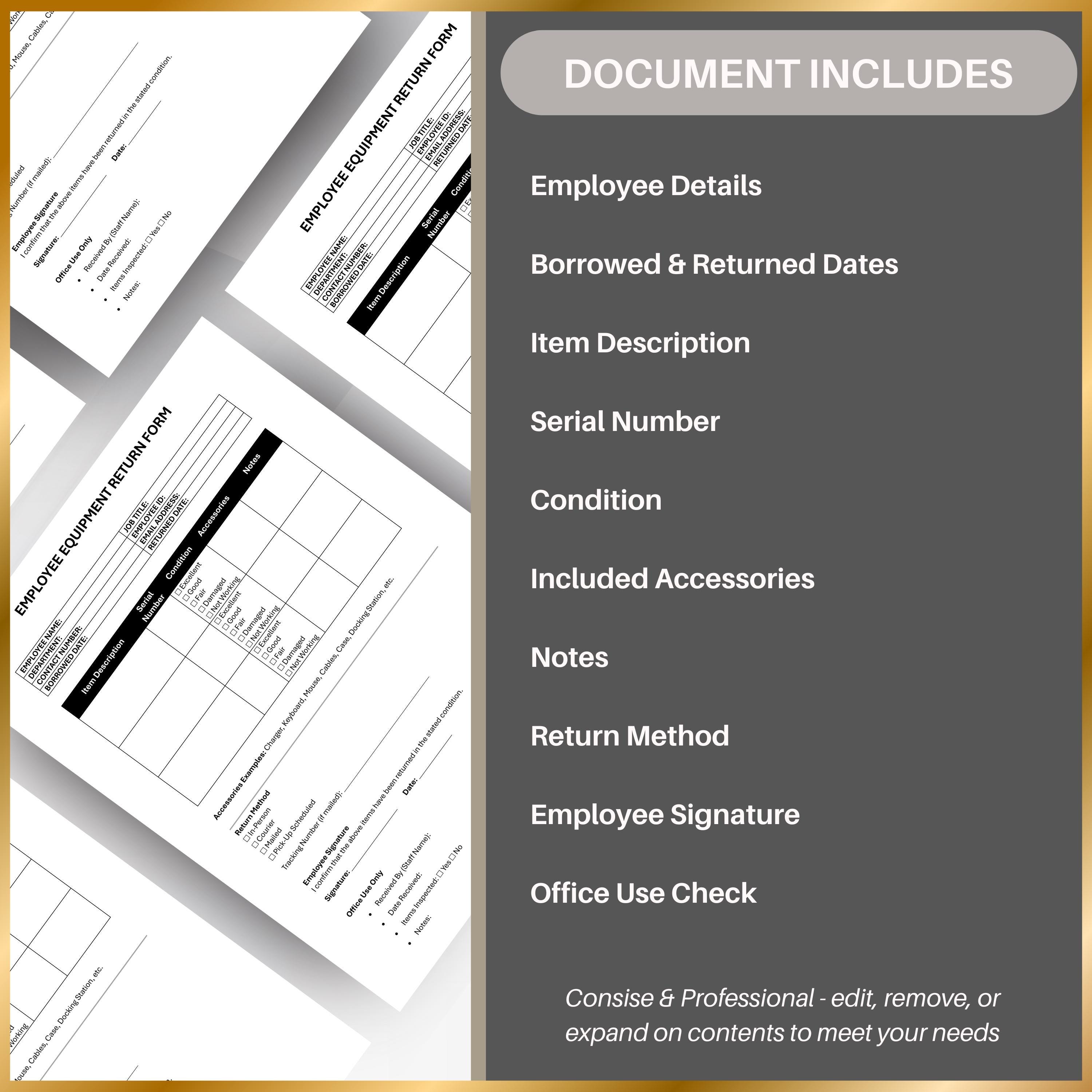 Employee Equipment Return Form | Office Equipment Return | HR ...