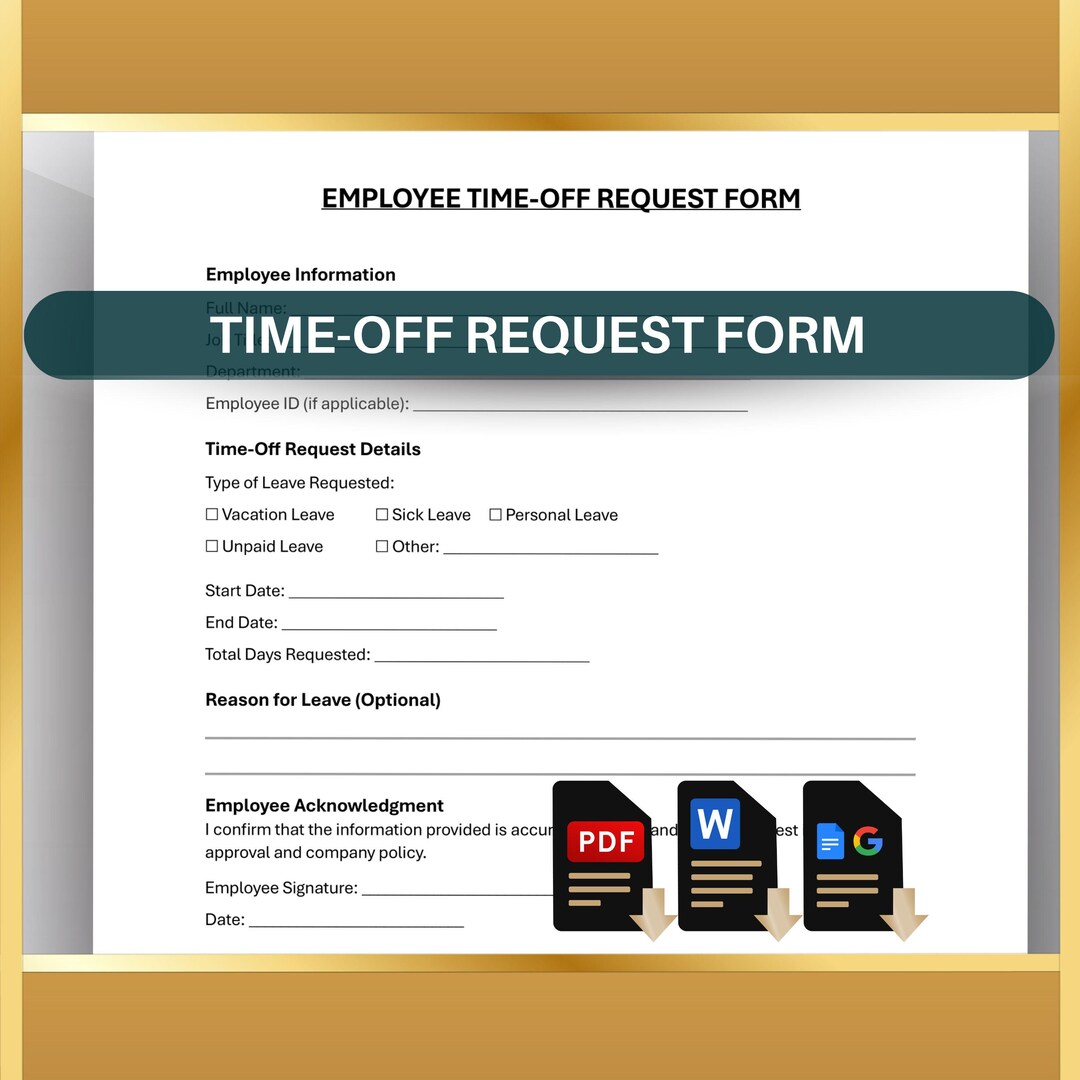 Time-off Request Form, Employee Leave Request, HR Time-off Sheet ...