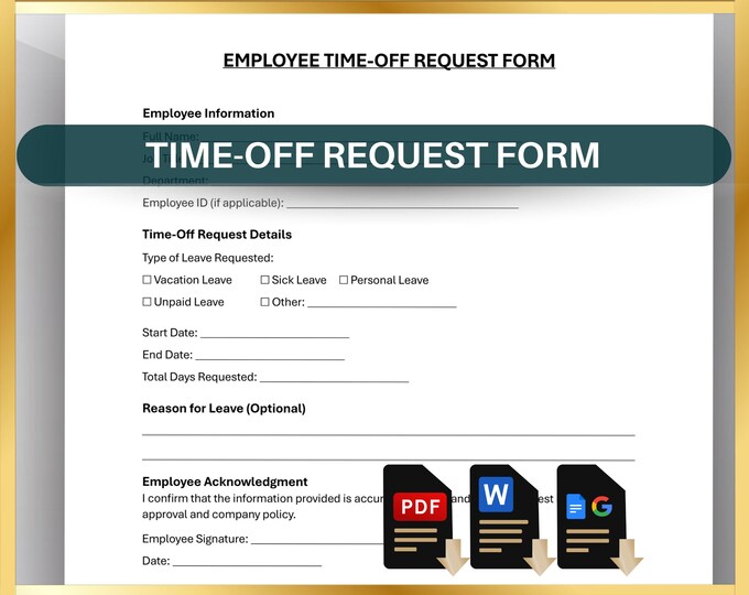 Employee Time-off Request Form: Vacation & Absence HR Template ...