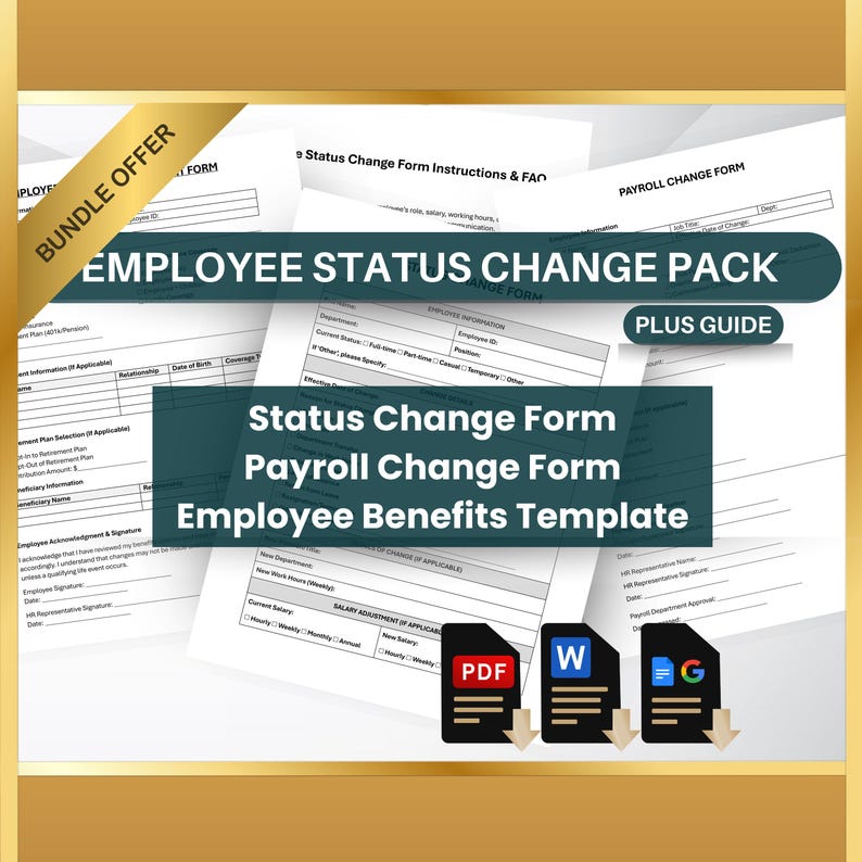 Employee Status Change Form, Payroll Adjustment Template, HR Benefits ...