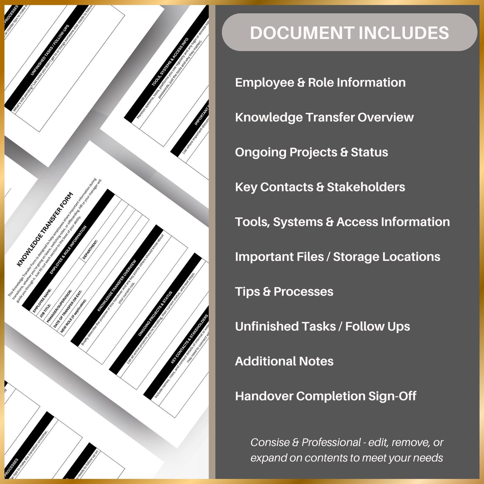 Employee Knowledge Transfer Form: HR Offboarding Template (word ...