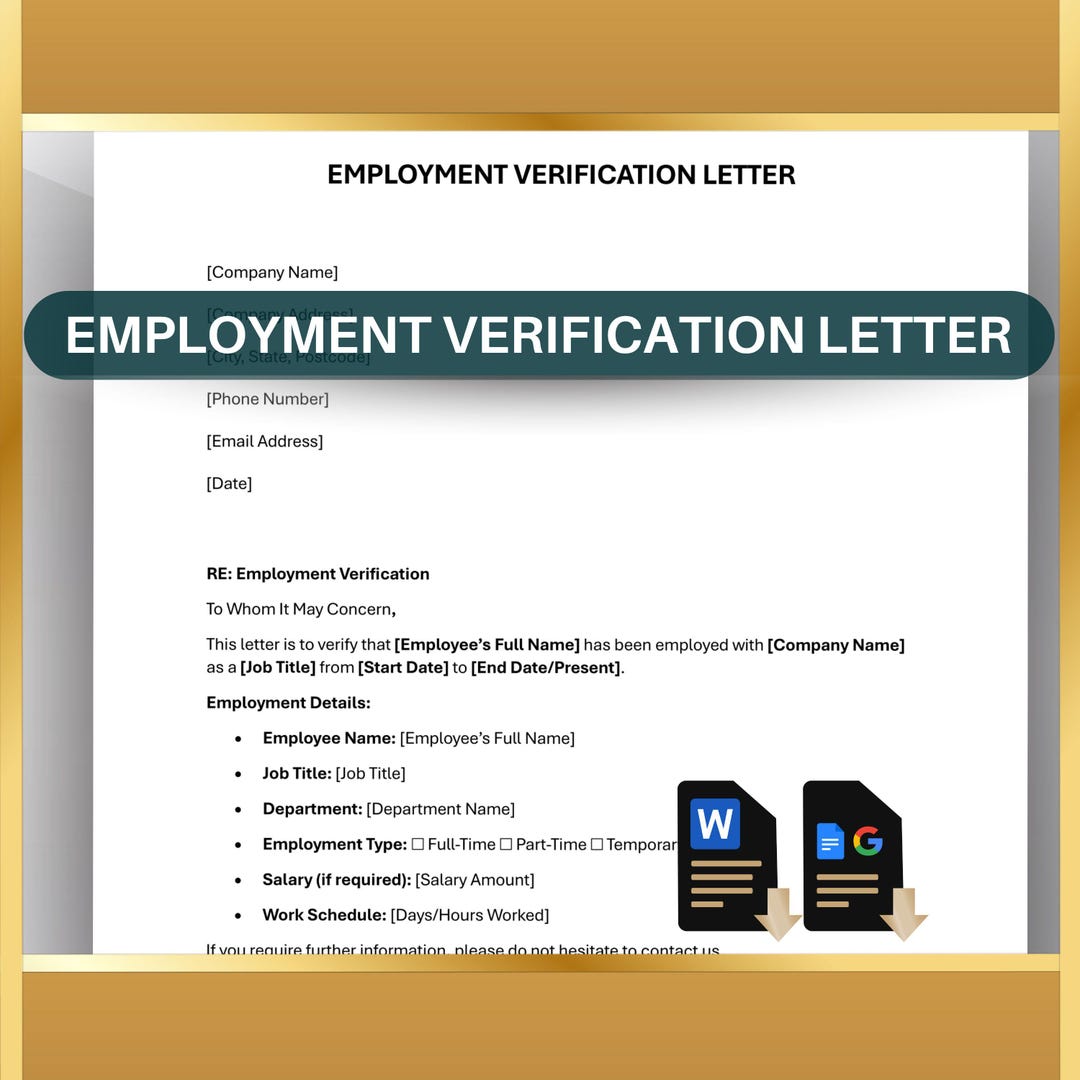 Editable Employment Verification Letter Template (instant Download) - Etsy