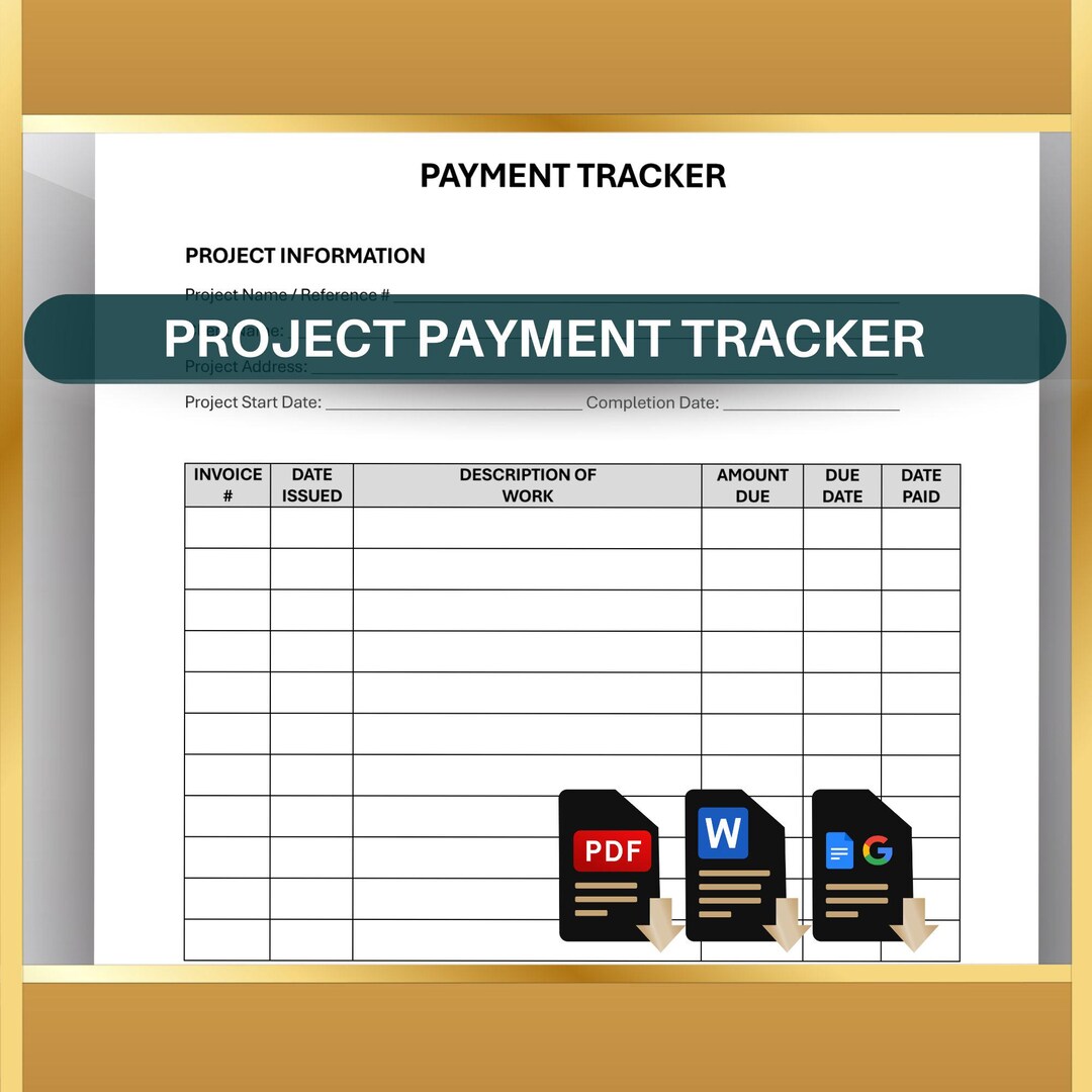 Project Invoice & Payment Tracker, Client Payment Log, Small Business ...