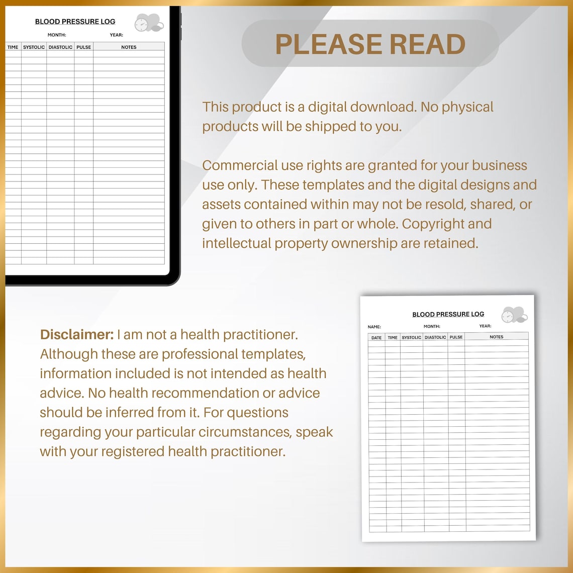 Blood Pressure Log, Editable Printable Blood Pressure Monitor, Daily ...