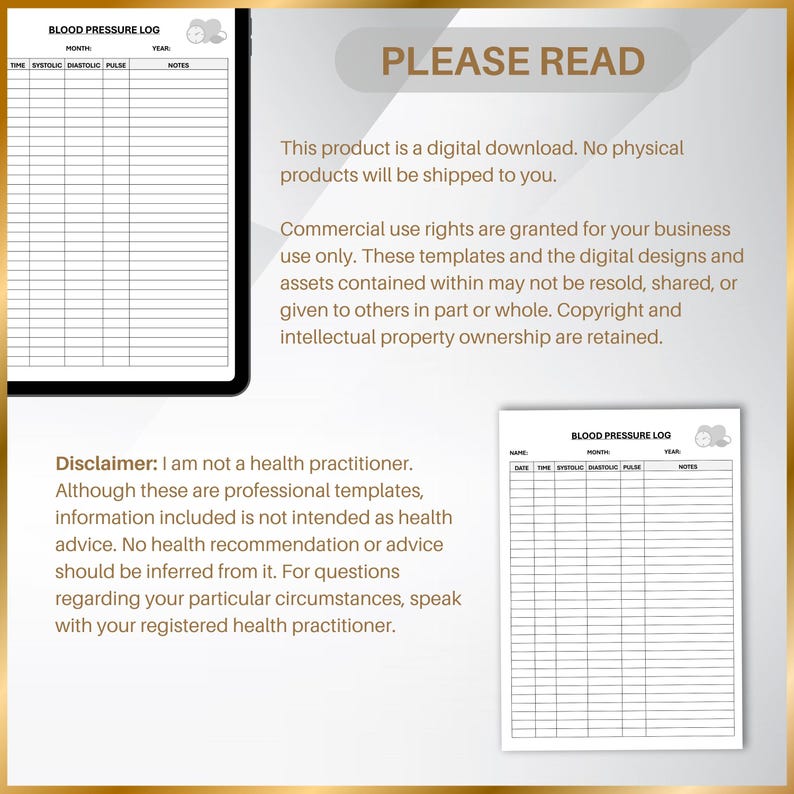 Blood Pressure Log, Editable Printable Blood Pressure Monitor, Daily ...