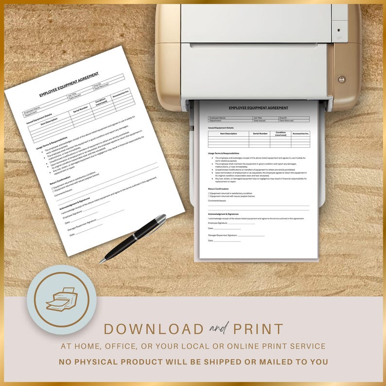 Employee Equipment Agreement Template: Workplace Device Asset Form ...