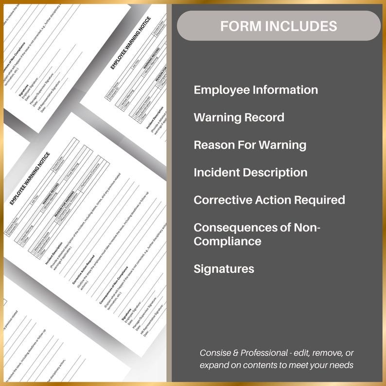 Employee Warning Notice: HR Policy Violation and Disciplinary Form ...