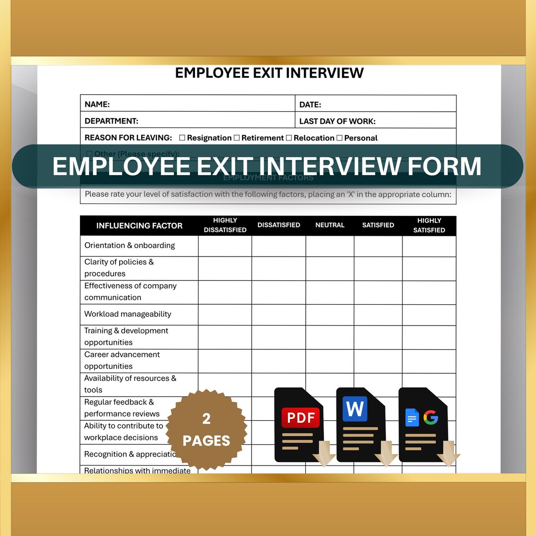 Employee Exit Interview Form | Staff Exit Questionnaire | Employee ...