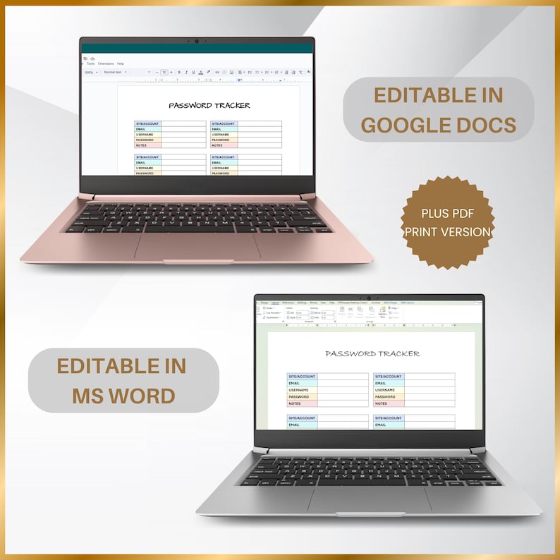 Password Tracker Template, Account Login Organizer (printable PDF ...