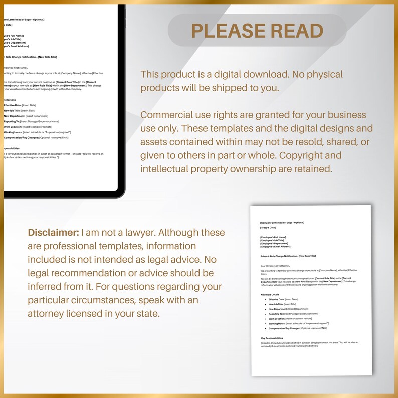 Employee Role Change Letter Template: HR Internal Transfer Notification ...