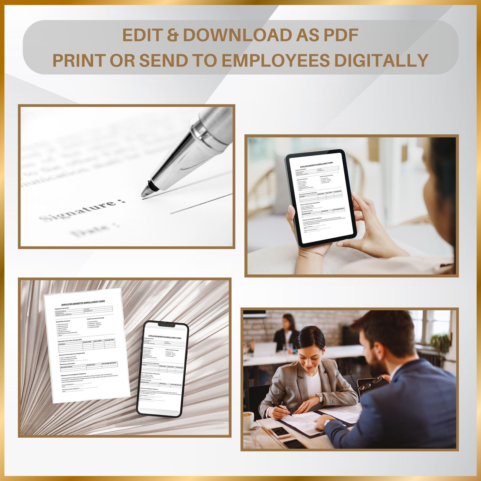 Employee Benefits Enrollment Form Template (word, PDF, Google Docs) - Etsy