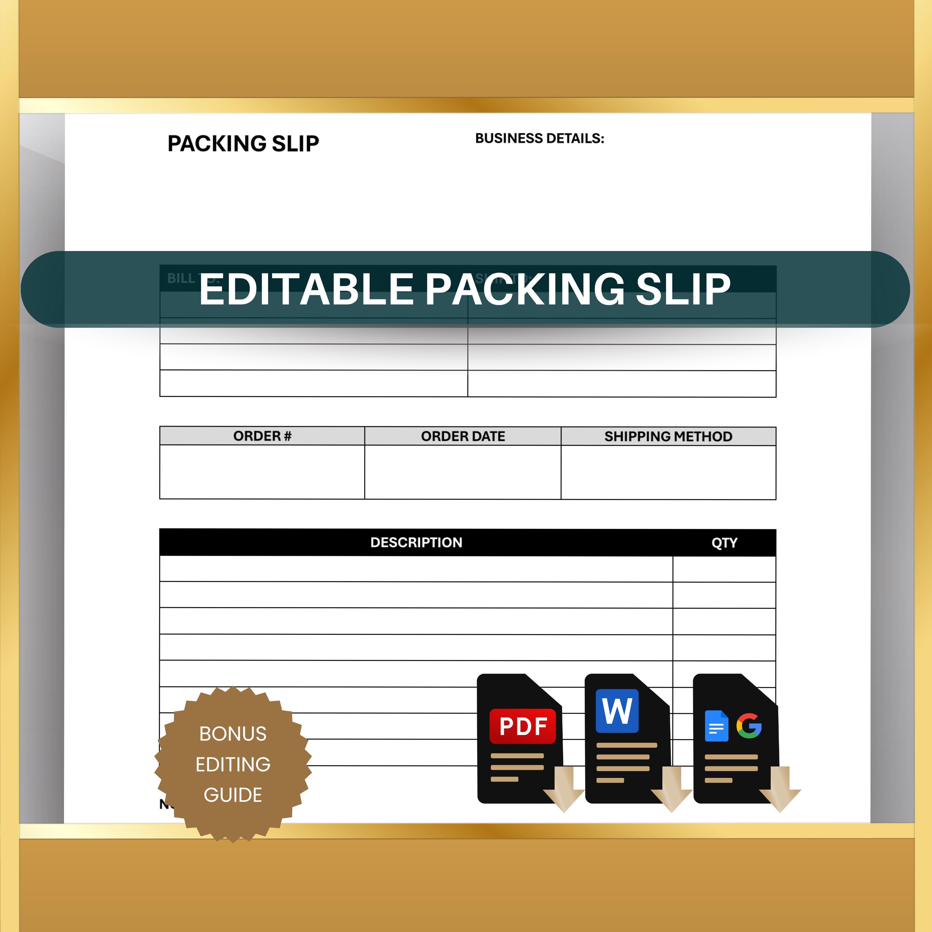 Packing Slip Template: Small Business Shipping, Order Details ...