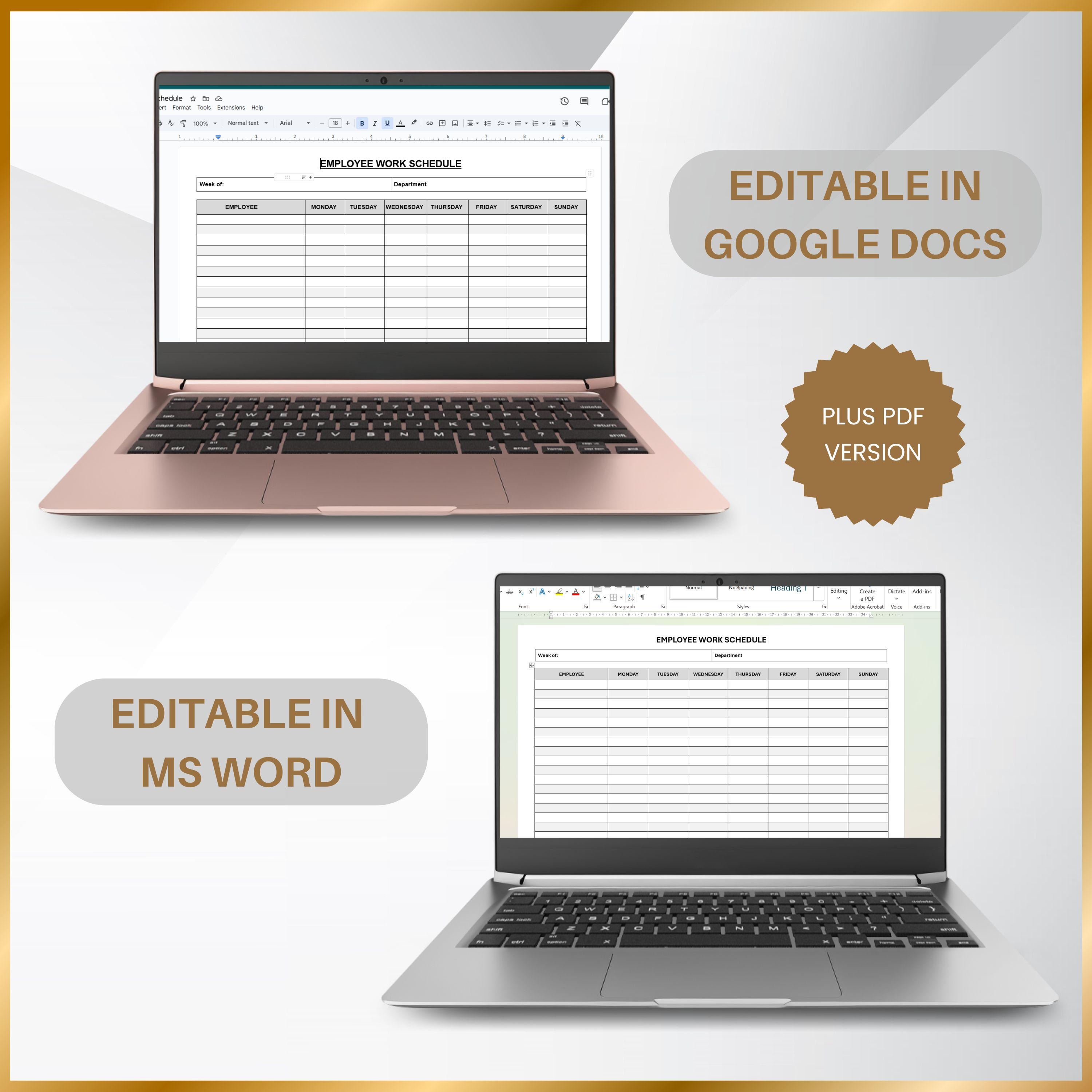 Employee Work Schedule Template: Weekly Team Shift Planner and Tracker ...