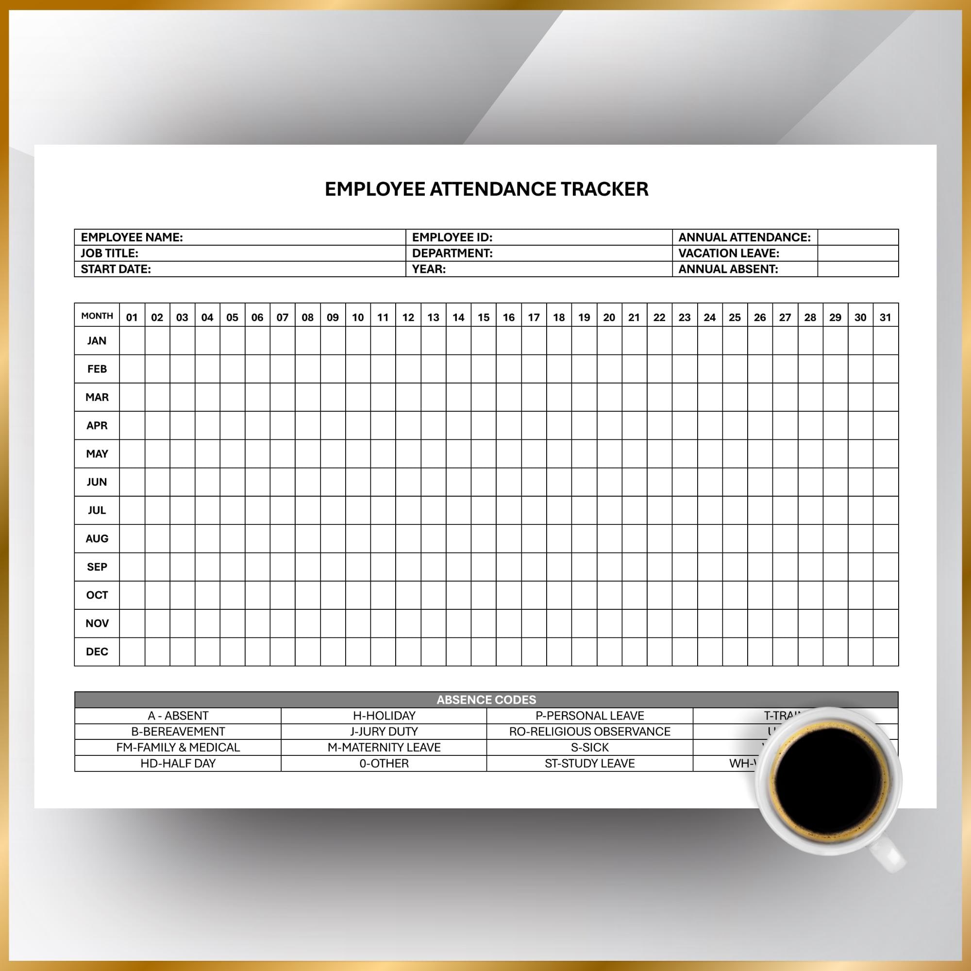 Employee Attendance Tracker: HR Template for Staff Work Hours Logging ...