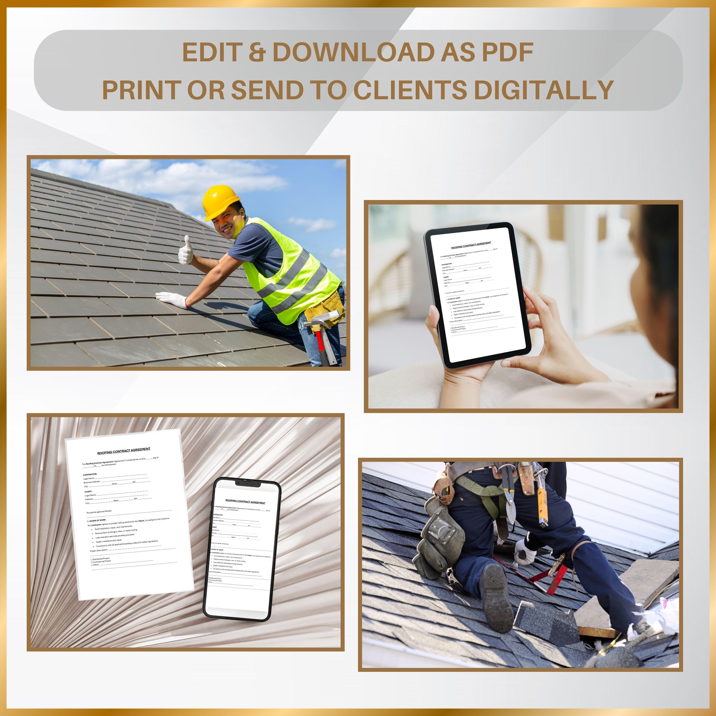 Editable Roofer Contract Template: Roofing Work Agreement (PDF, Word ...