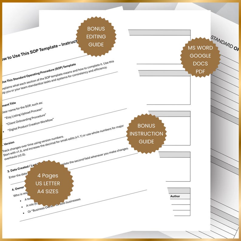 SOP Template for Small Business: Standard Operating Procedure, Business ...