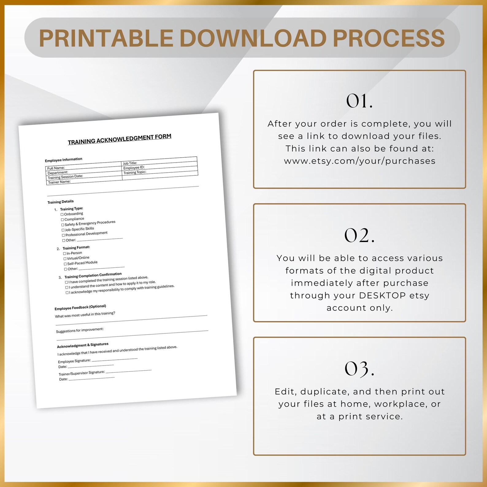 Training Acknowledgment Form, Employee Training Record, Compliance Sheet, Workplace Trainer Log ...