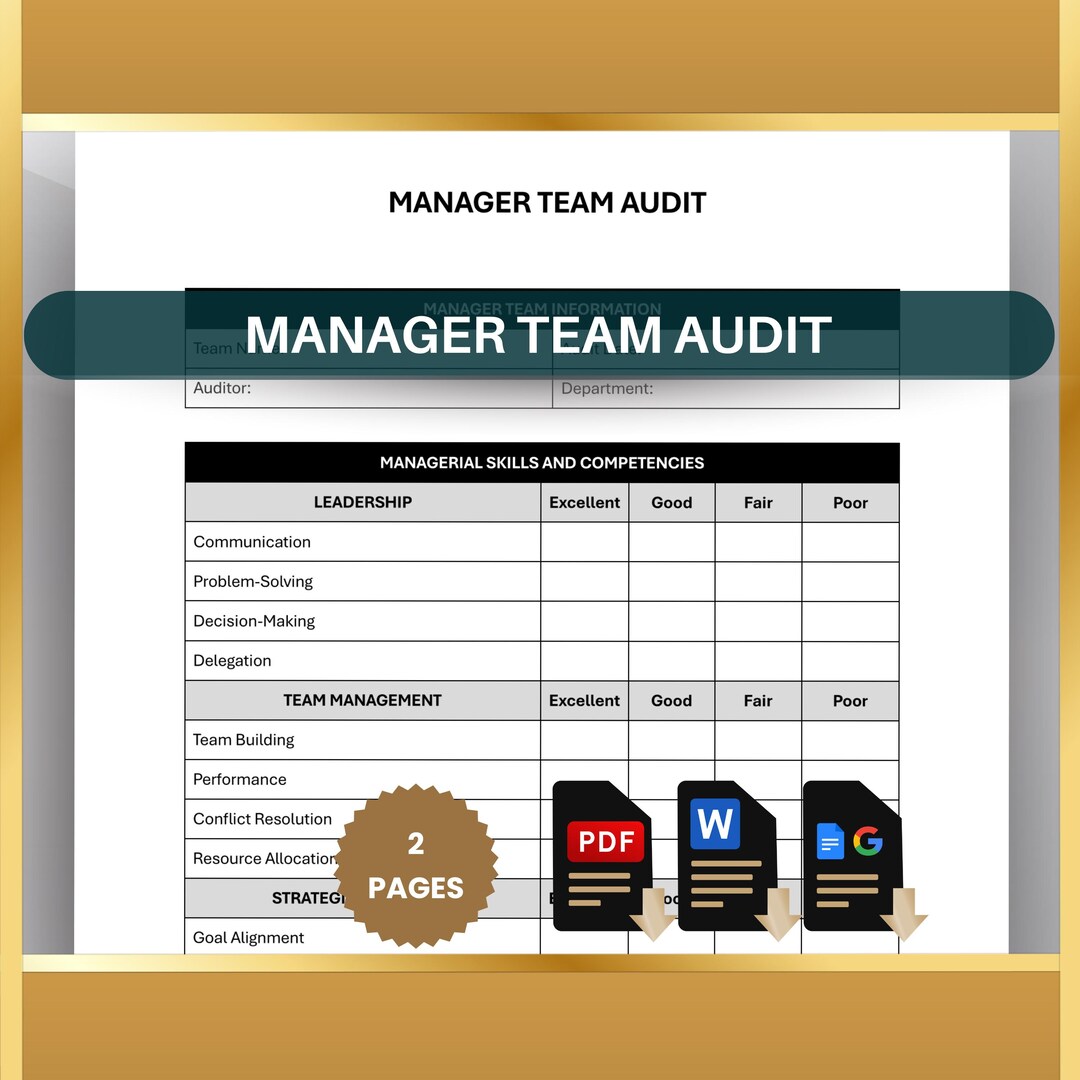 Manager Team Audit Template: Leadership & HR Review (digital Download ...