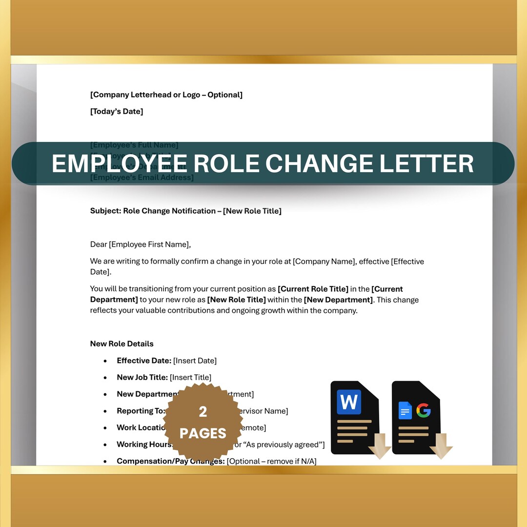Employee Role Change Letter, Job Change Notification Template, HR ...