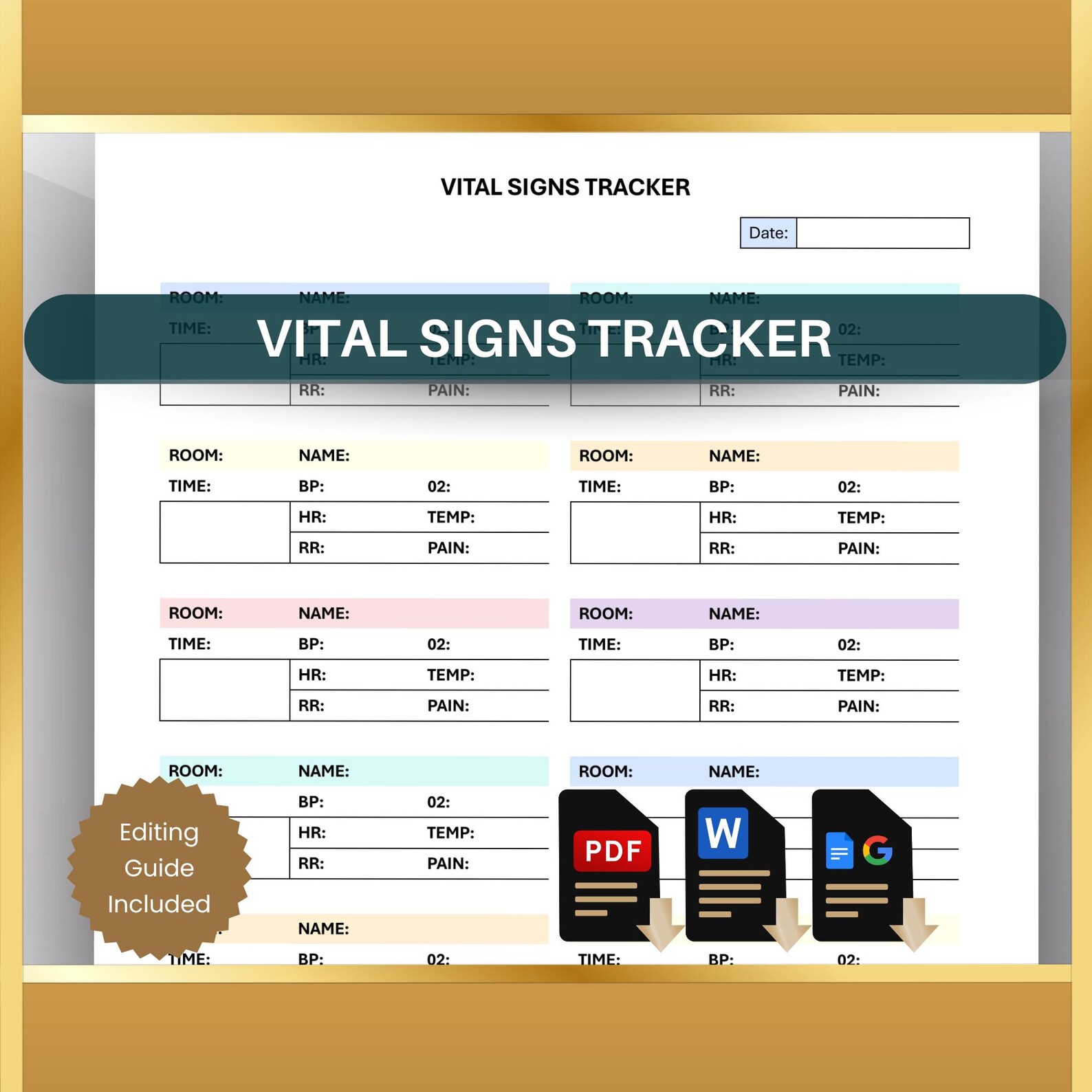 Vital Signs Tracker: Nursing Patient Chart Health Monitoring Template ...