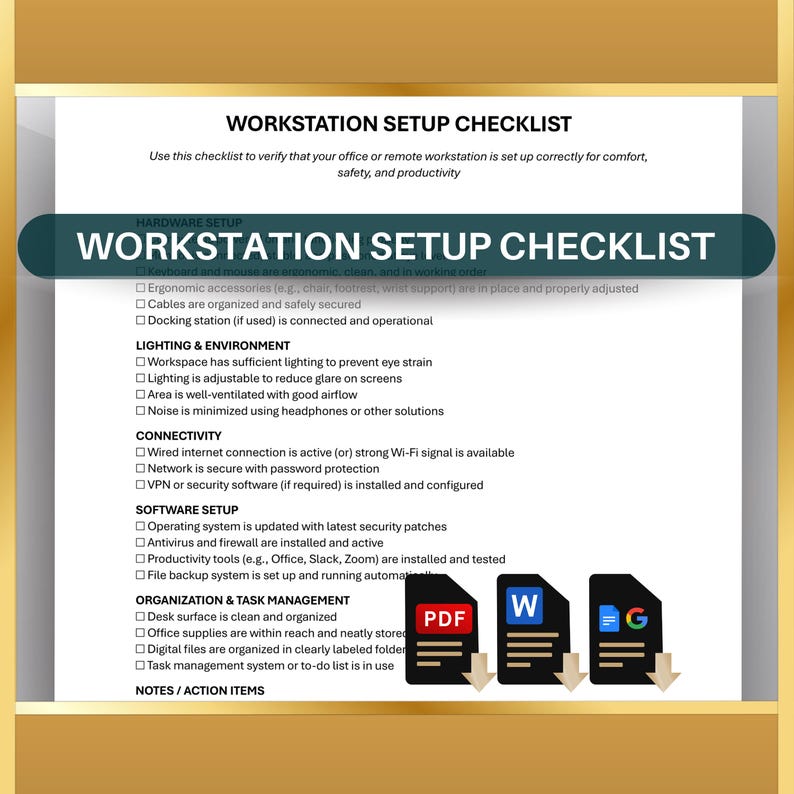 Workstation Setup Checklist: Office & Remote Teams (digital Download ...