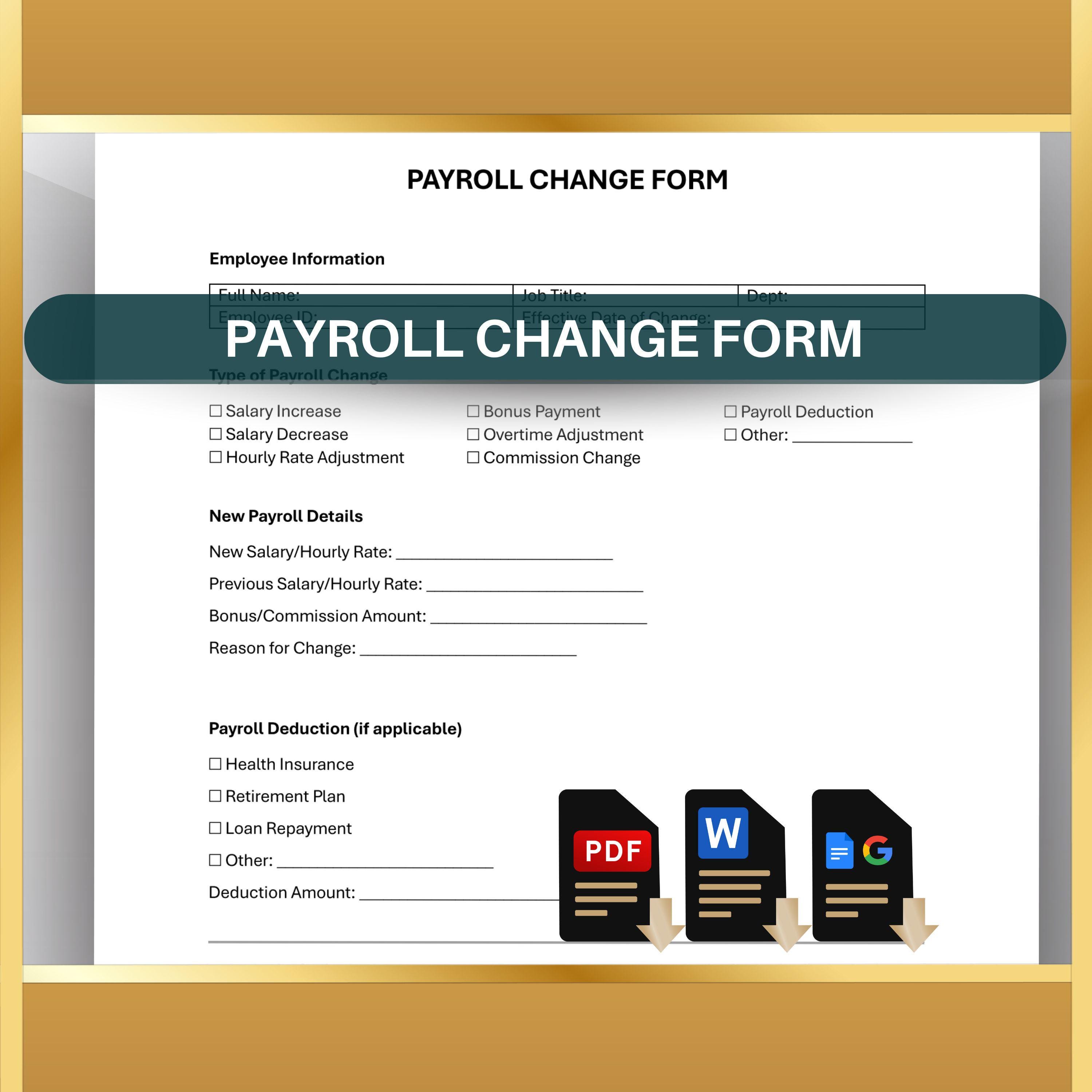 Printable Payroll Change Form