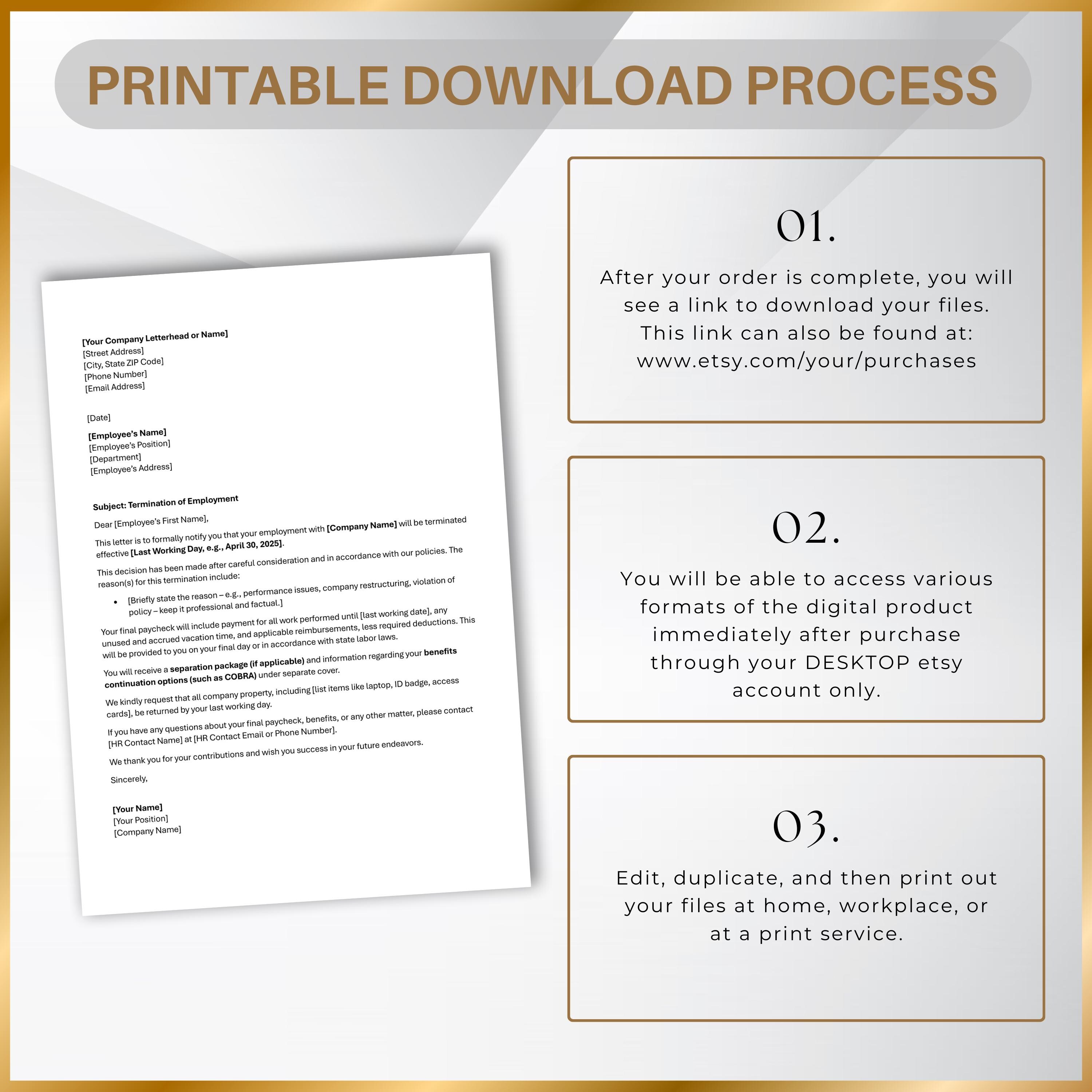 Termination Letter Exit Template | Employee Dismissal Form | HR ...