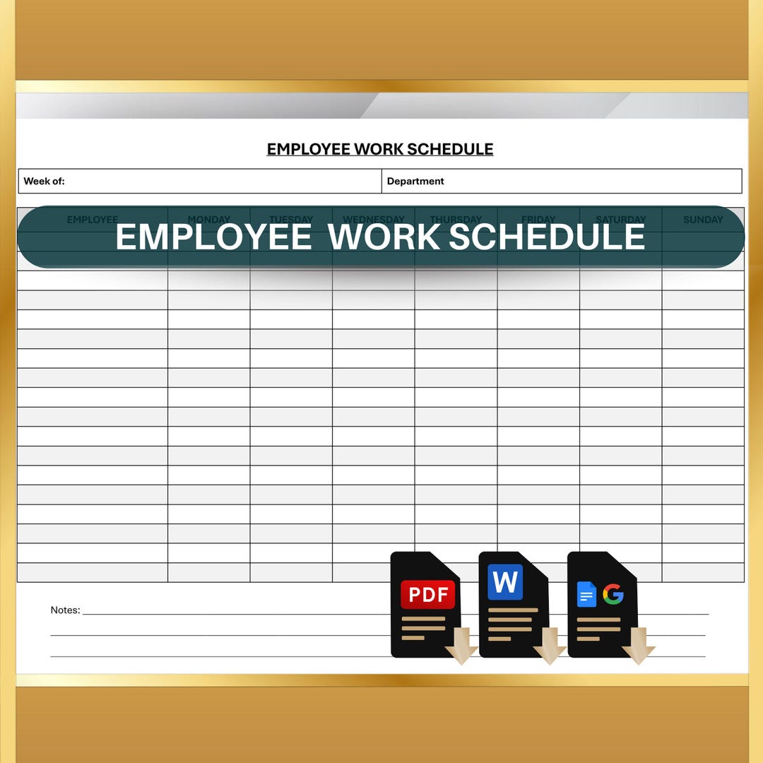 Employee Work Schedule Template: Weekly Team Shift Planner and Tracker ...
