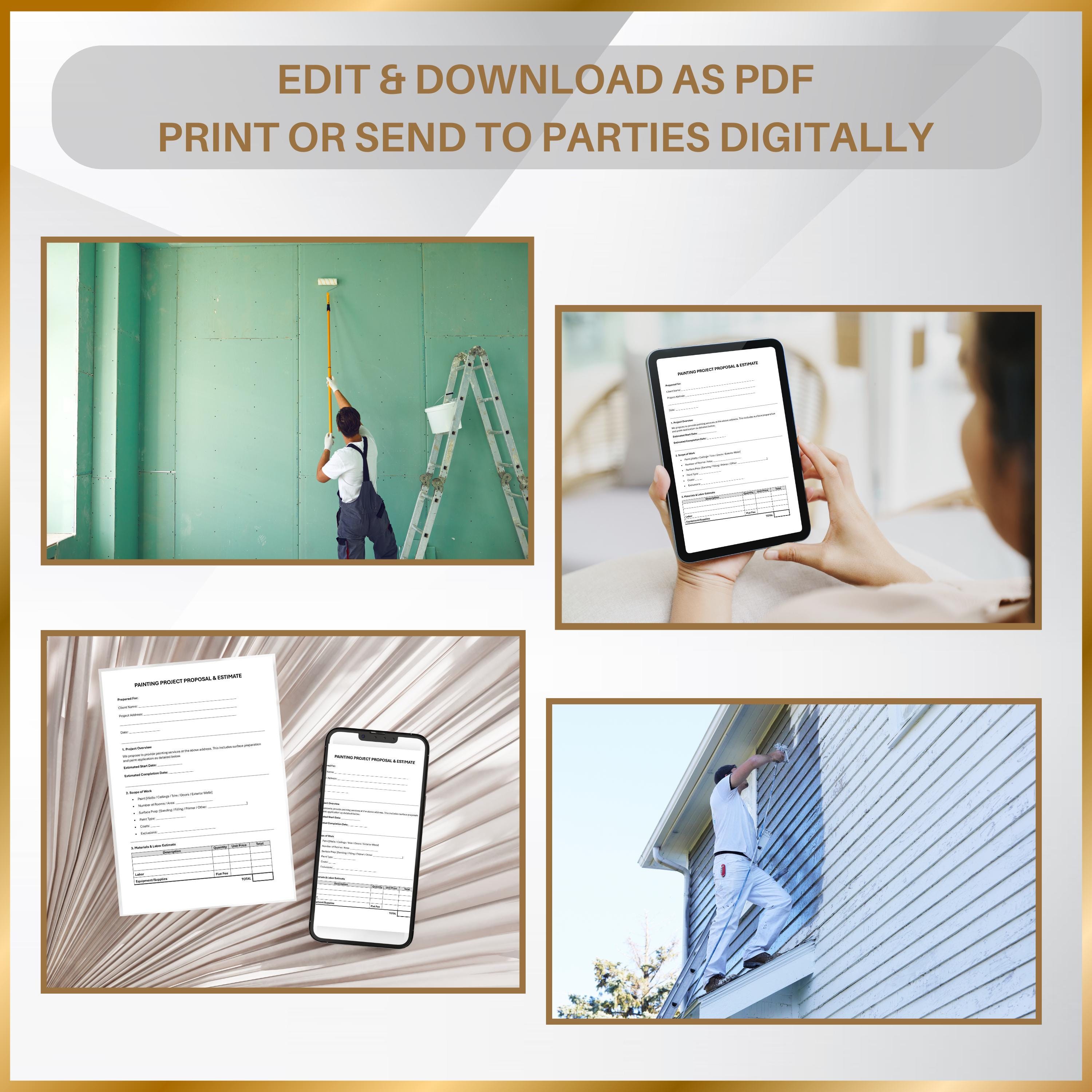Painting Proposal Template: Contractor Estimate, Painter Job Bid Sheet ...
