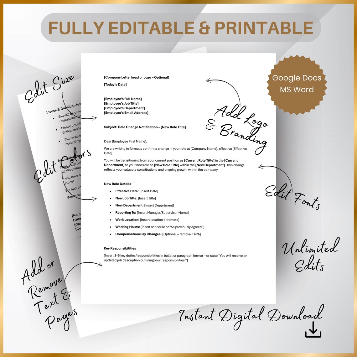 Employee Status Change Bundle, HR Status Change Forms, Role Change ...