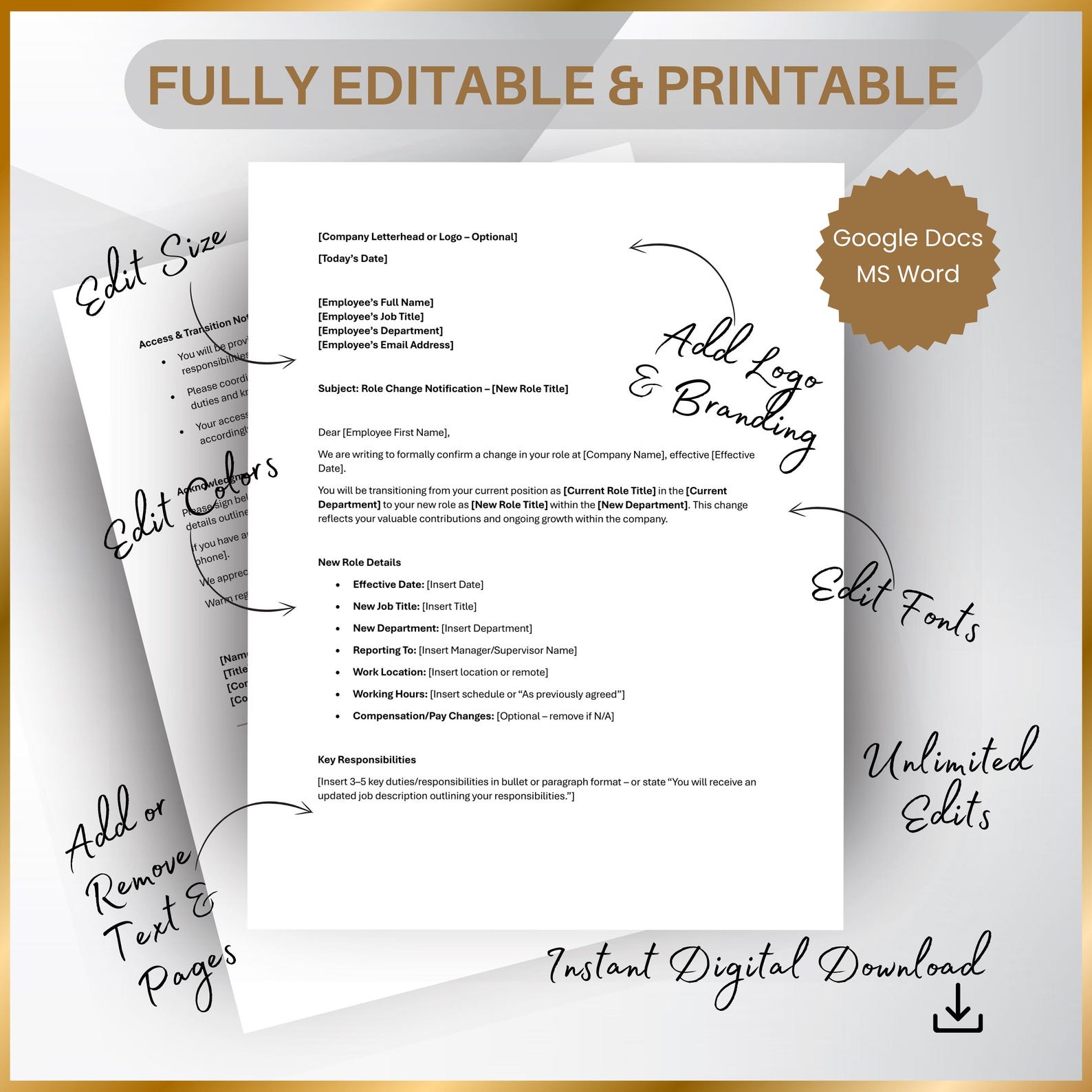 Employee Status Change Bundle, HR Status Change Forms, Role Change ...