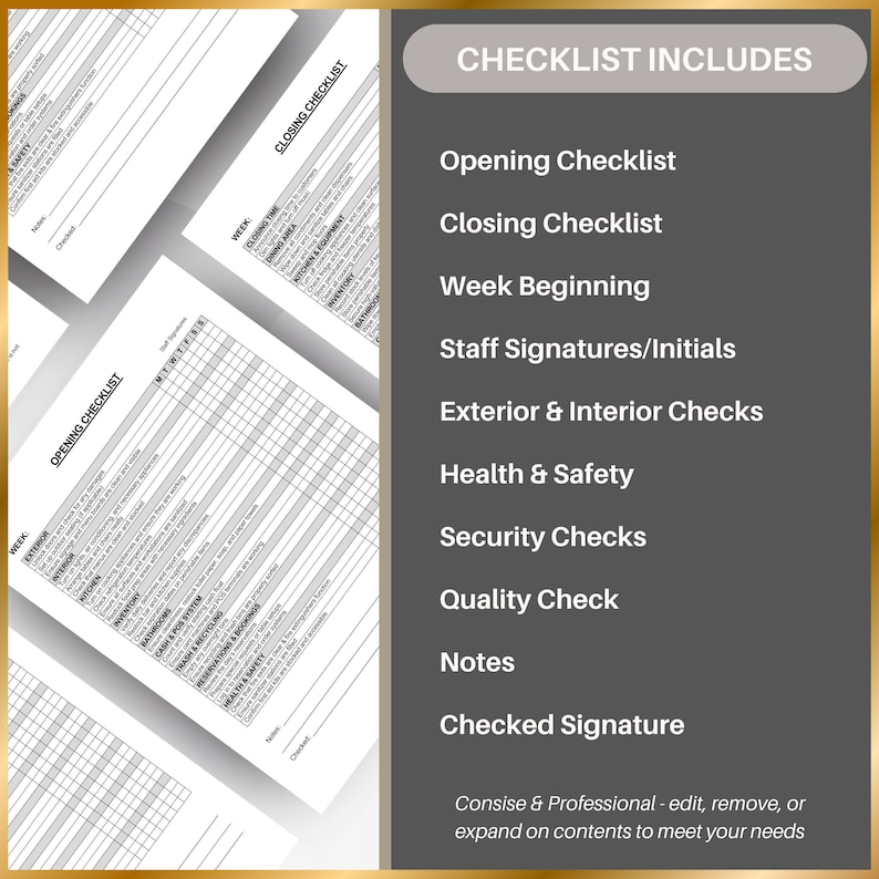 Restaurant Opening Closing Checklist: Waiter Staff Duties (PDF, Word ...