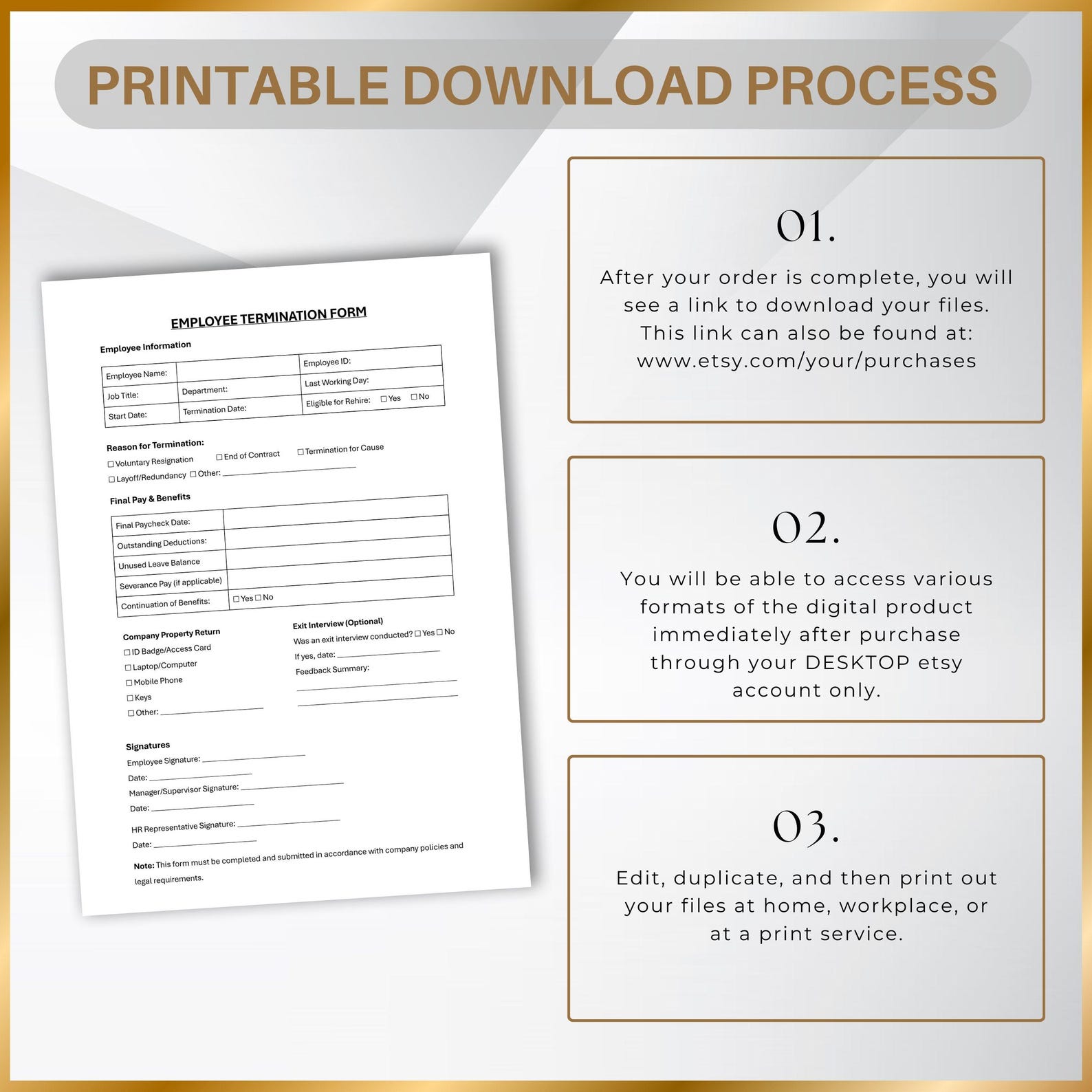 Employee Termination Form: HR Offboarding Exit Document Template ...