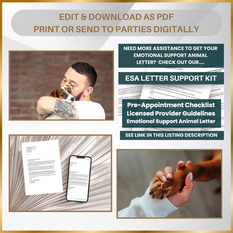 Emotional Support Animal Letter, ESA Housing & Travel Accommodation ...