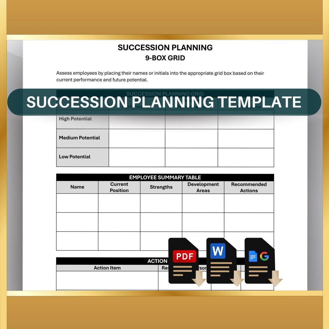 Succession Planning Template | 9-box Grid Assessment | Employee Review ...