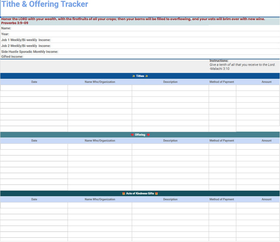 Excel Tithe and Offering Tracker - Etsy